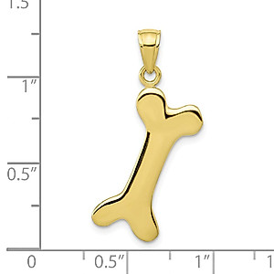 Solid 10k Yellow Gold 3-D Dog Bone Pendant Charm