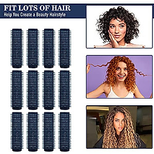 12 PCS Small Size Hair Rollers, Self Grip Hair Curlers Hair Dressing Tool, Salon Curly Style Hair Rollers for Short Hair, 0.6 Inch Navy Blue