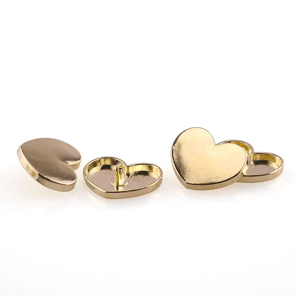 PZRT 12pcs 15mm Metal Heart-Shaped Buttons Fashion Women's Sewing Garment Supplies Accessory