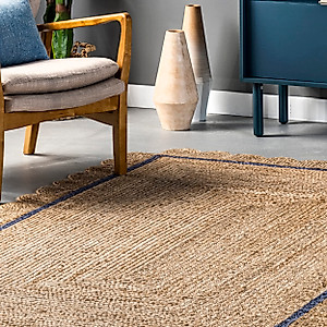 nuLOOM Tera Petals Braided Jute Area Rug, 5x8, Blue