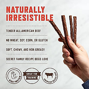 Rocco & Roxie Jerky Dog Treats Made in USA Healthy Treats for Potty Training High Value Real Meat Slow Roasted Snacks for Small, Medium & Large Dogs & Puppies Soft Chews, 1 Pound (Pack of 1)