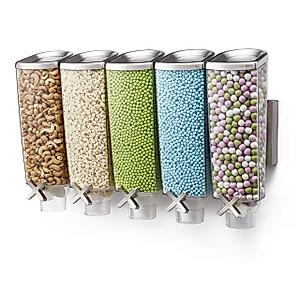 Rosseto EZ-SERV 5W Wall Mount Dry Food Dispenser, Silver, Five, (EZP2890)