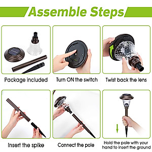 Solar Pathway Lights Outdoor, 6 Pack Metal Glass Solar Garden Lights LED Decorative Solar Walkway Lights Landscape Lighting for Driveway, Patio, Lawn, Yard