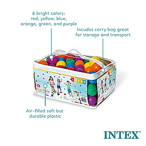 Intex 96 x 78 x 28 Ft Inflatable Jungle Adventure Play Center Spray Kiddie Pool & Small Plastic Multi-Colored Fun Ballz for Ball Pit, 100 Pack