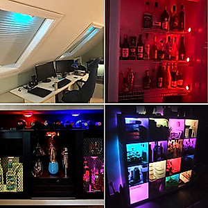 MFOX Under Cabinet Led Lighting, Closet Lights|Puck Lights with Remote, RGB Color Changing Dimmable Lighting