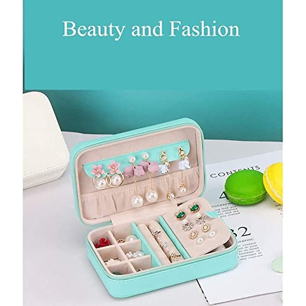 ZZYINH AN207 Simple and Portable Jewlery Box Ear Stud Storage Box Ring Casket Beauty Gift Jewelry Box Small Jewelry (Color : Green)