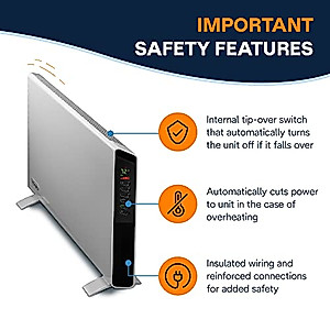 DeLonghi Convection Panel Heater, Full Room Quiet 1500W, portable electric heater is freestanding/easily wall mounted. Energy Saving, quick heat distribution, timer, white, HCX9115E