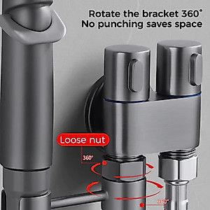 Double Control Mini Shower, Handheld Toilet Bidet Sprayer, Bathroom Toilet Bidet Sprayer Kit, Bidet Attachment with Pressure Control Jet Spray, Dual Function Faucet Sprayer Rinser (Silver Hose Set)