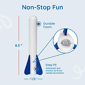 Botabee Glow-in-The-Dark Soft Foam Rocket Refills for Rocket Launchers | Compatible with Stomp Rocket® Jr. Glow Rocket Launcher | 6 Pack Replacement Air-Powered Foam Rockets