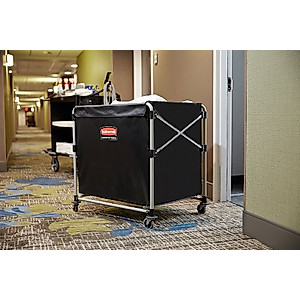 Rubbermaid Commercial Products, Collapsible X Cart Laundy Cart, College Move-In, Transport Supplies and Groceries, Steel, 8 Bushel (300 L) Cart, 36" L x 7" W x 34" H, Black