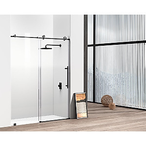 Elegant Kitchen and Bath SD101-6076MBK Frameless Shower Door 60 x 76 Matte Black