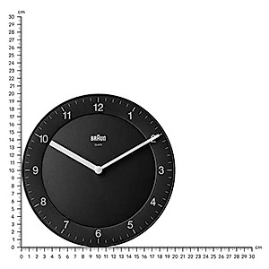 Braun Classic Analogue Wall Clock with Quiet Quartz Movement, Easy to Read, 20cm Diameter in Black, Model BC06B, One Size