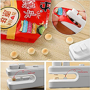 Mini Bag Sealer, Portable Vacuum Sealers 3 In 1 Mini Bag Sealer with Sealing & Cutting & Magnetic for Chip Bags, Plastic Bags Kitchen Gadget (Grey)