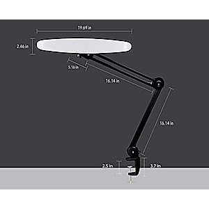 Neatfi XL 2,200 Lumens LED Task Lamp with Clamp, 24W Super Bright Desk Lamp, 117 Pcs SMD LED, 20 Inches Wide Lamp, 4 Level Brightness, Dimmable, Eye-Caring LED Lamp, Table Clamp LED Light (Black)