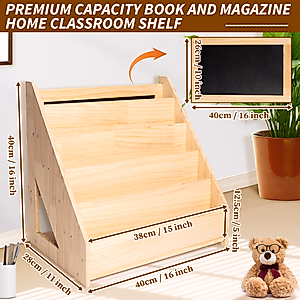 GENMOUS Montessori Bookshelf for Kids Room, Wooden Toddler Bookshelf with Chalkboard, Front-Facing Kids Bookshelf with Handle, Baby Book Shelf Bookcase for Nursery Playroom Classroom Reading Nook