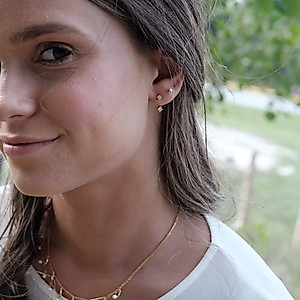 Double CZ Ear Jacket Front & Back Earrings - .925 Sterling Silver