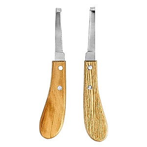 QWORK Hoof Knife Set, Left and Right Hand Razor Edge Shaped, Stainless Steel
