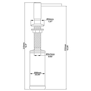 Soap Dispenser,Lotion Dispenser for Kitchen Sink,Built in Kitchen Soap Dispenser,Brass Pump Head in Sink Soap Dispenser with 13 Ounce Bottle,Chrome