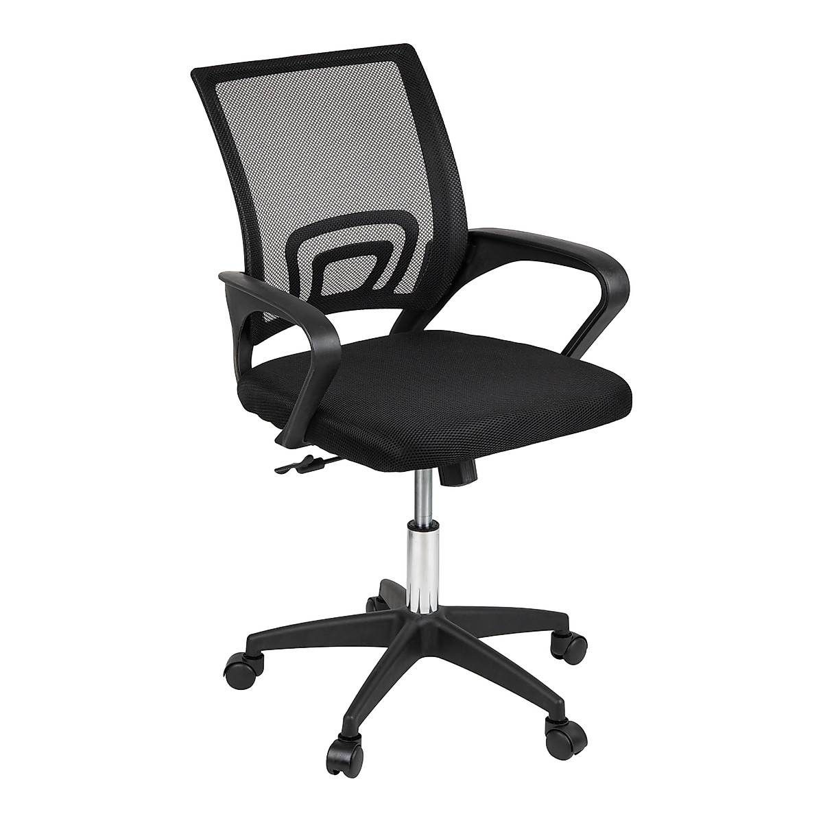 Mind Reader Office Chair with Wheels, Height Adjustable, Desk Chair, Office, 23" L x 21" W x 34.25-38" H, Black