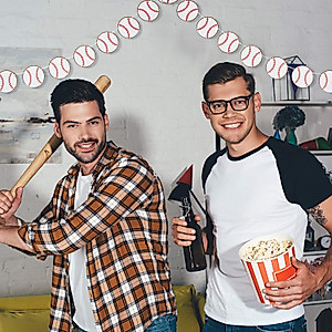 4 Pieces Baseball Banner Baseball Paper Garland for Sports Theme Party Decorations Baby Shower Birthday Photo Prop