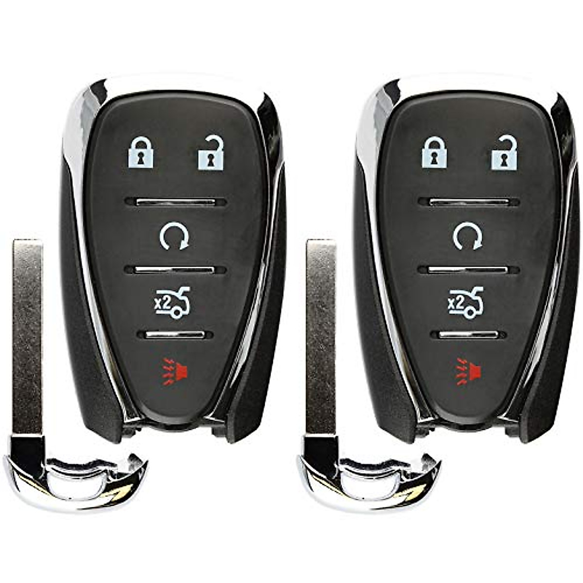 KeylessOption Keyless Entry Remote Smart Car Prox Key Fob W/Key for Chevy Camaro Malibu Cruze 2016-2020 HYQ4EA (Pack of 2)