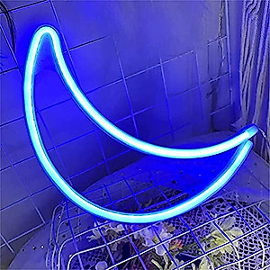 Nordstylee Neon Moon Signs USB or Battery Powered Art Decorative Lights for Children's Room/Birthday Party/Holiday/Wedding Decoration (Blue)
