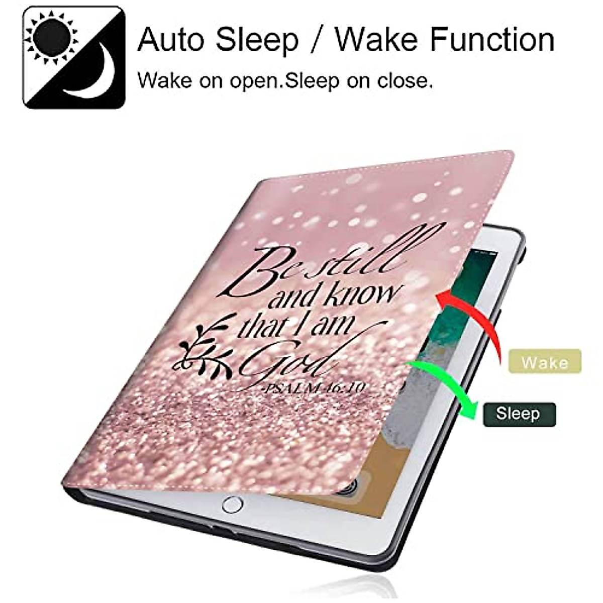 Case for New iPad Mini 6 2021 (6th Generation), Multi-Angle View Adjustable Stand Auto Wake/Slee for iPad Mini 6th Gen 8.3 Inch , Quote Bible Psalm 46:10 Pink