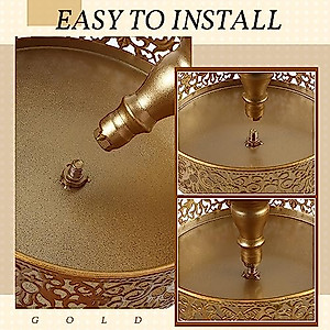 Tioncy Set of 6 Gold Cake Stand Round Metal Cake Stands Antique Gold Dessert Display Cupcake Pastry Candy Display Plate for Wedding Birthday Party Event Bridal Celebration Table(Hollow)