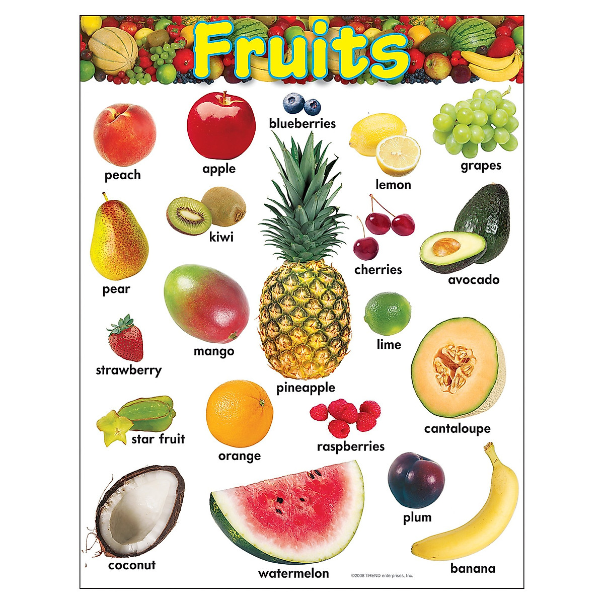 TREND enterprises, Inc. Fruits Learning Chart, 17" x 22"