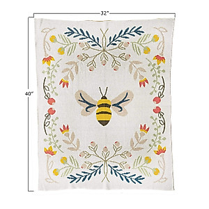 Creative Co-Op 40" L x 32" W Cotton Knit Baby Bee Blanket, Multicolor