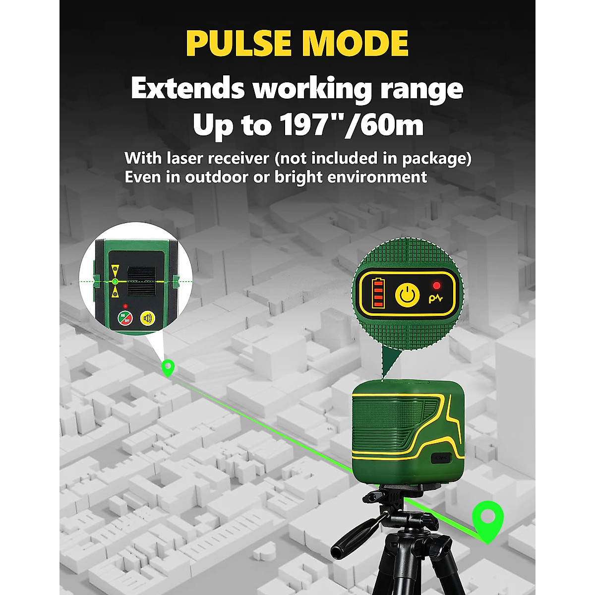 APEXFORGE X1C Cross Line Laser Level, with Rechargeable Battery, 100ft Green Beam, Self-Leveling, Vertical and Horizontal Line, Pulse Mode, 360° Magnetic Pivoting Base