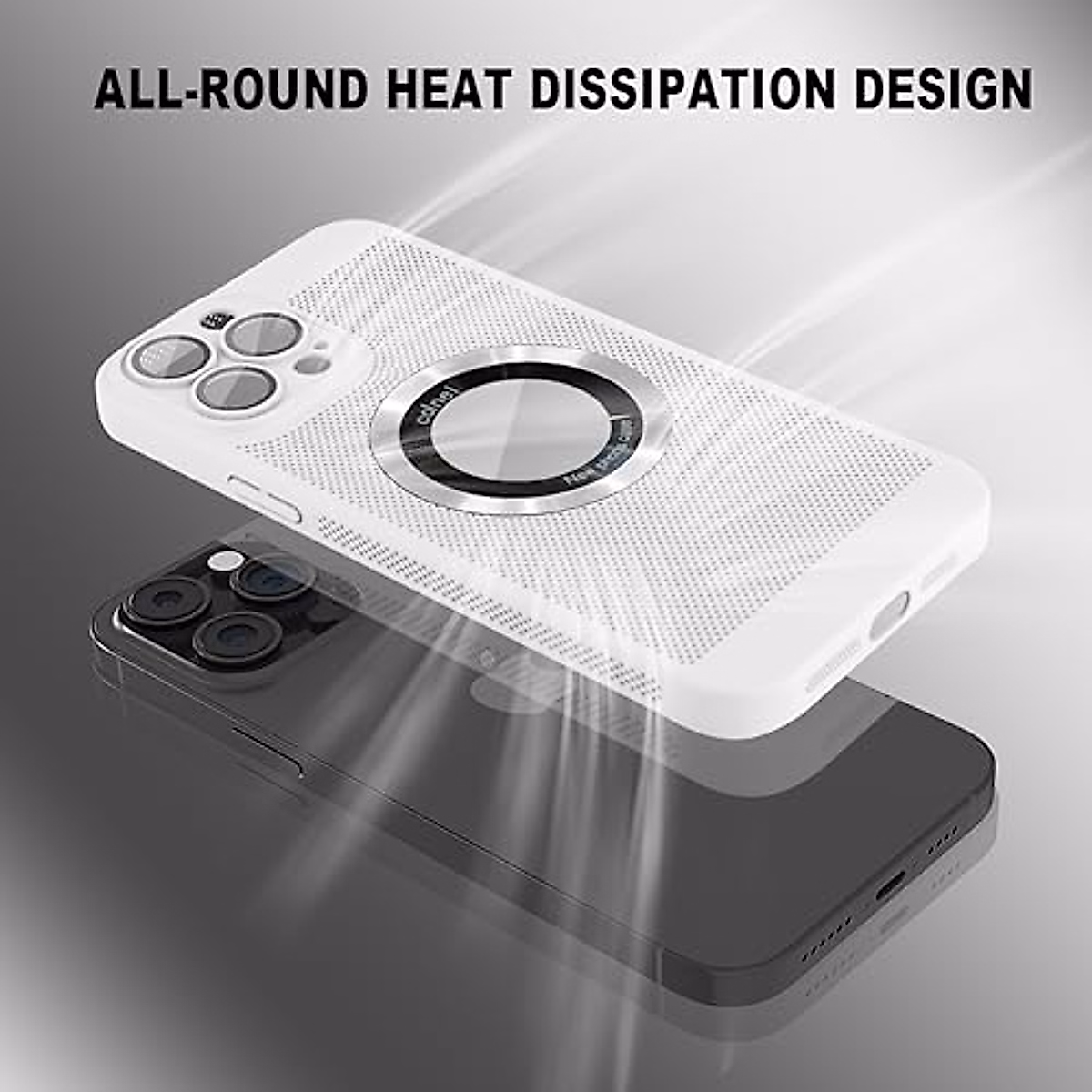 Mophinda Cooling Breathable Phone case，Logo View Magnetic Anti Fingerprint Contain Anti Scratch Film for Lens Men Boys Women Girls for iPhone 13 Pro Max 6.7’’（White）