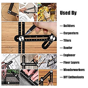 Multi Angle Measuring Ruler 12-Side Alloy Angle Finder Template Tool 12- Folding Ruler Brick Tile Wood Corner Positioning Tools