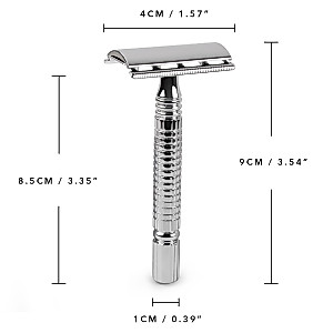 Qshave - Men or Women Short Handle Classic Double Edge Lighter Travel Safety Shaving Razor, 1 Pc