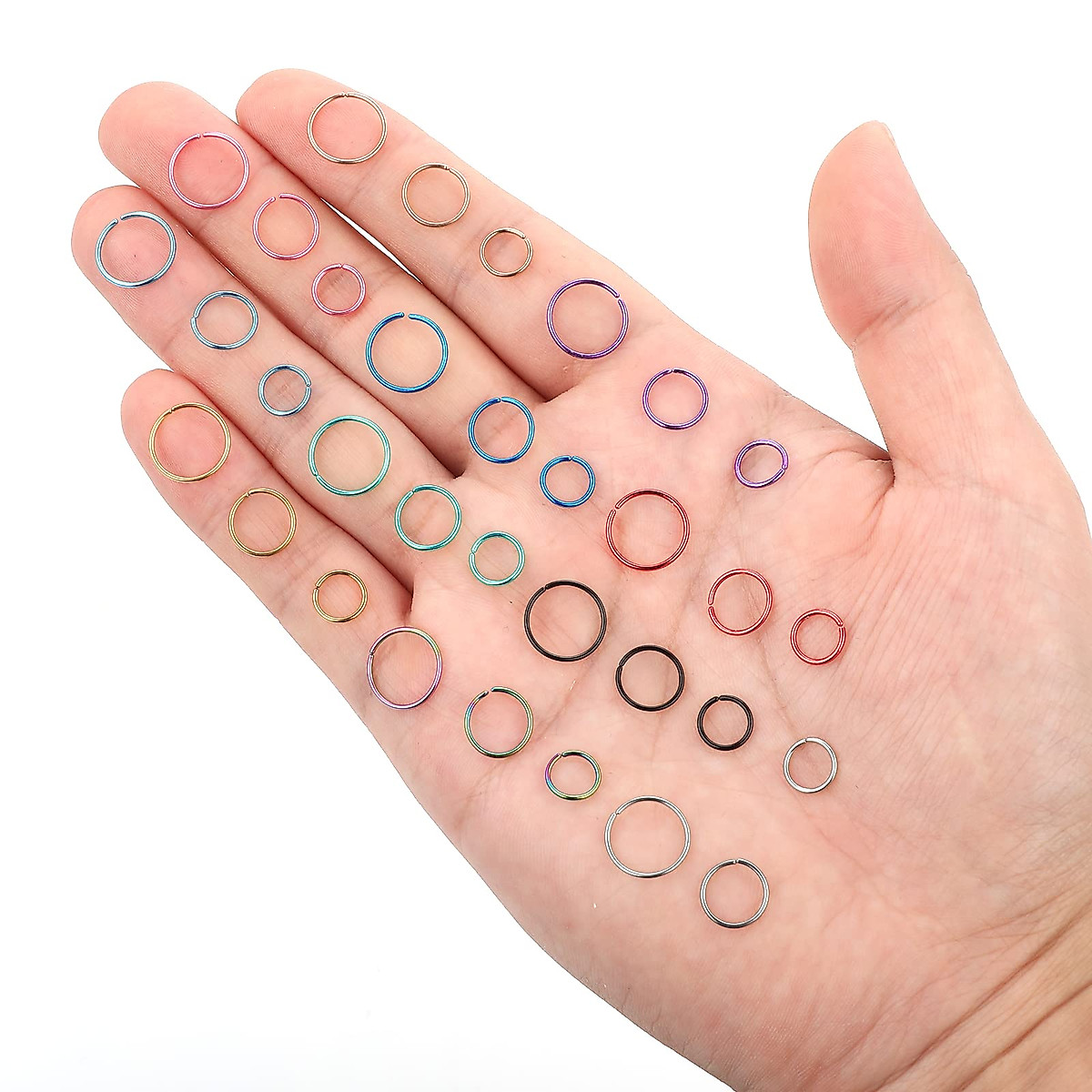 Yolev 36Pcs 20G Nose Ring Hoop for Women Men Stainless Steel Nose Ring Hoop Nose Piercing Jewelry Stainless Steel Helix Tragus Lip Septum Ring Cartilage Earring