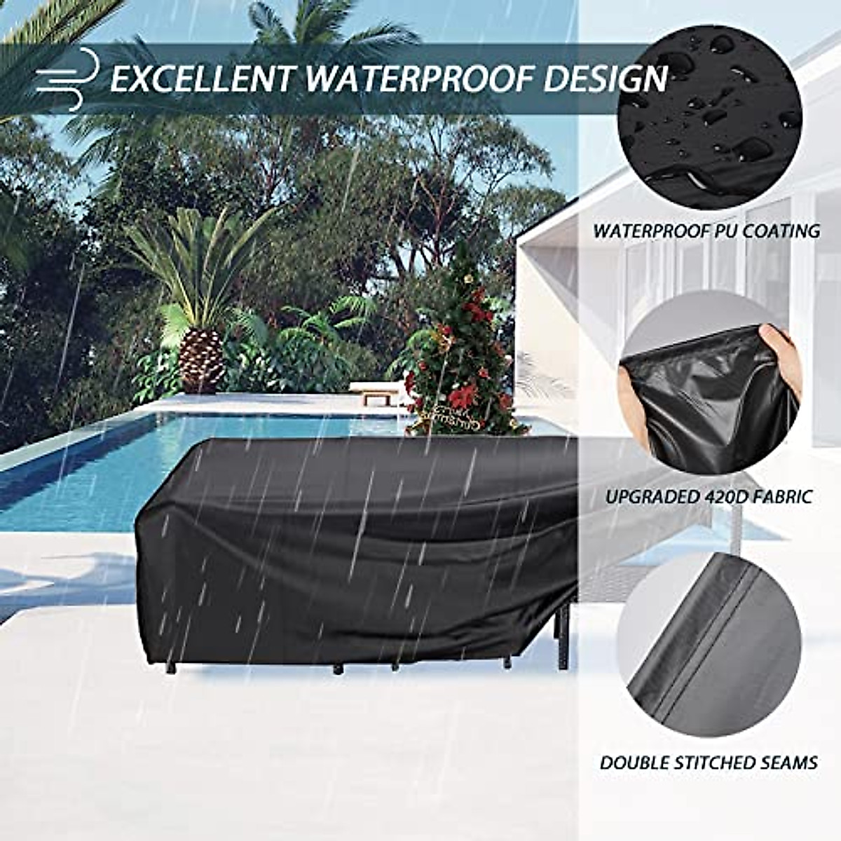 420D Square Patio Furniture Covers, Patio Sofa Cover, Outdoor Furniture Cover, Outdoor Sofa Couch Chair Table Sectional Cover with Attachment Strap, Air Vent, Handle (Rectangle 78.7x63x27.5in)