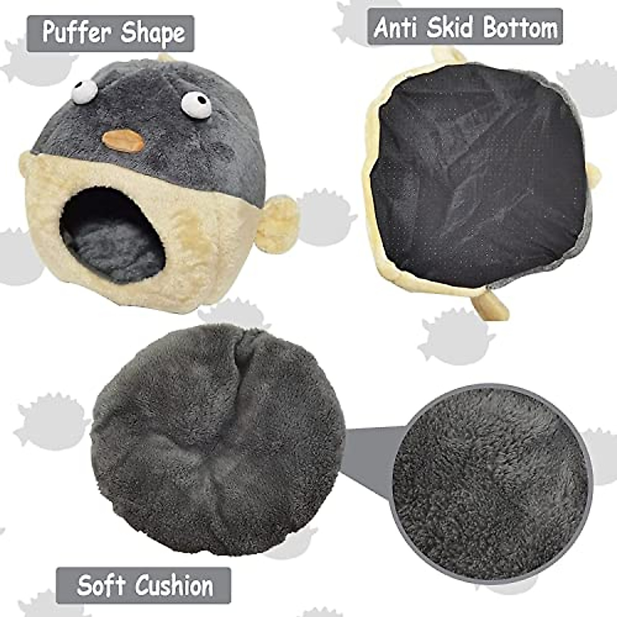 PINVNBY Guinea Pigs Cave Bed Cute Habitat Warm Small Animal Hideout Cave Fleece Cage Nest Accessories Removable Washable Pillow Mat for Bunny Chipmunk Hamster Hedgehog
