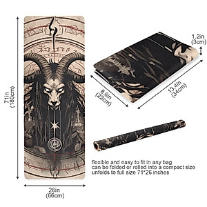 GOODOLD Satanic Circle Yoga Mat, 71 x 26 Inch Non-slip Yoga Mats Folding Travel Exercise Mat Indoor Outdoor Gym Pilates with Storage Bag for Women Men