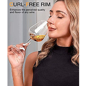 LUNA & MANTHA White Wine Glasses Set of 4, Crystal Wine Glasses 14oz Hand Blown- Modern Wine Glasses with Stem, Perfect for Red & White- Gift Packaging for Daily Use, Wedding Anniversary or Birthday