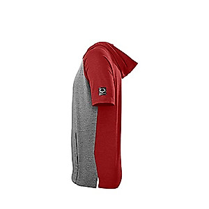 EvoShield mens Short Sleeve Hooded Sweatshirt, Grey/Scarlet, X-Large US
