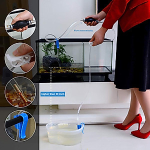 Siphon Hand Pump Manual Fuel Transfer Pump Siphon Hose for Gas Gasoline Petrol Diesel Oil Liquid Water Fish Tank with Durable PVC Hoses,Portable Widely Use