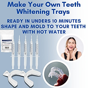 Teeth Whitening Gel for Trays 5 Pcs Fast Acting Teeth Whitening Gel Refill with Strongest 44% Carbamide Peroxide Gel, 2 Bleach Trays Included for Teeth Bleach, Enamel Safe, Gluten Free and Vegan