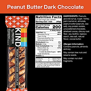 KIND Bars, Peanut Butter Dark Chocolate, Healthy Snacks, Gluten Free, 12 Count