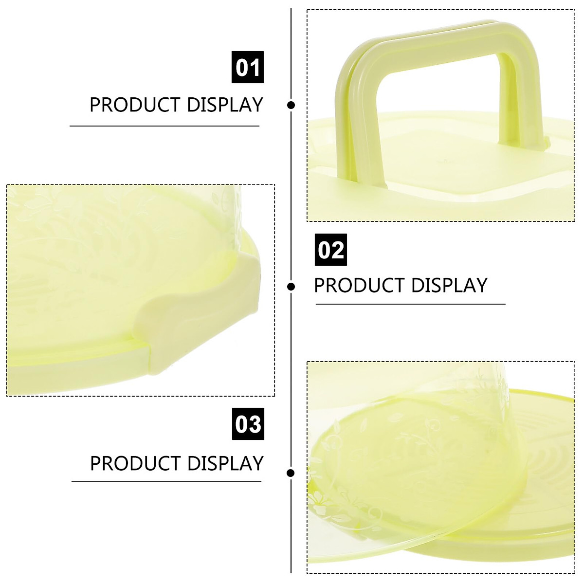 VOSAREA Food Containers Plastic Cake Carrier with Lid and Handle Round Cupcake Box Dessert Carrying Box Transport Cake Holder Tray Container with Dome Cover Green Decorative Tray