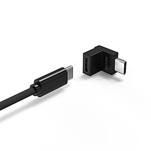 AGVEE 4 Pack Front Angle 90 Degree USB-C Male to USB-C Right Angled Female Adapter (Type-C 3.2 Gen 2) Converter Video Type-C 10G Data Extension Coupler Converter Connector, Black