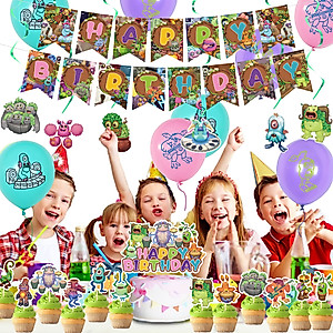 41 Pcs 𝓢𝓲𝓷𝓰𝓲𝓷𝓰 𝓜𝓸𝓷𝓼𝓽𝓮𝓻𝓼 Party Supplies Set Include Birthday Banner, Honeycomb Centerpieces, Cupcake Topper, Latex Balloons, 𝓢𝓲𝓷𝓰𝓲𝓷𝓰 𝓜𝓸𝓷𝓼𝓽𝓮𝓻𝓼 Theme Hanging Swirls for Adult Kids Birthday Party
