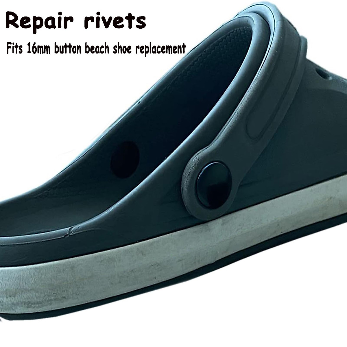 6 Sets Replacement Rivets Button Strap Compatible for Clog Shoe Strap 16mm Size Rivets Repair (Black)