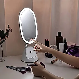 WILIT Vanity Mirror with Lights, Lighted Makeup Mirror with Detachable Magnification Mirror, 8.27 Inch 72 Premium LED Lights, 3 Colors 3 Levels Brightness Desk Cosmetic Mirror with Wireless Charger