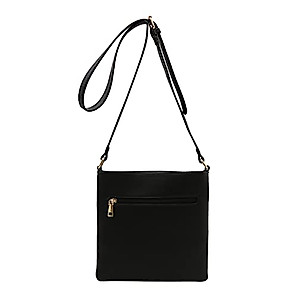Isabelle Women's Fashion Medium Size Crossbody Bag with Gold Plate Black