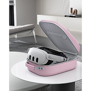 Aubika Pink Carrying Case for Meta Quest 3S/Quest 3/Oculus Quest 2/Pico 4/Quest Pro/Vision Pro, Compatible with Elite/Battery Headset Strap Accessories, Hard Travel Case